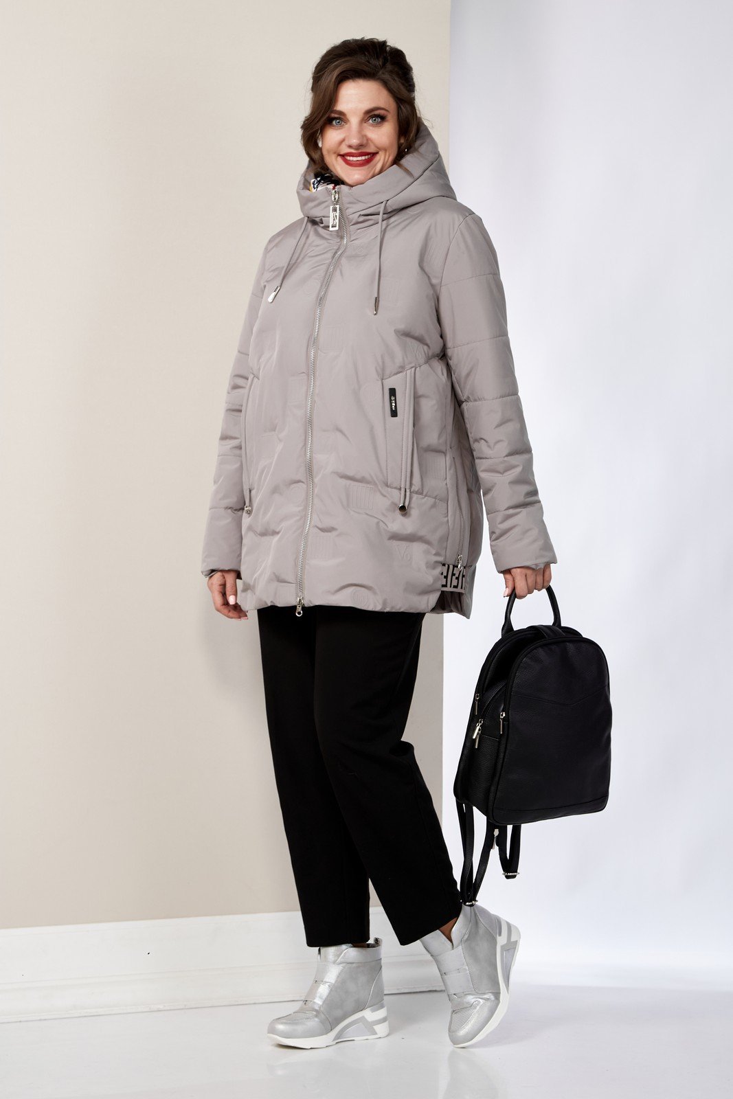 Куртка 2140 бежево-серый Shetti купить в интернет магазине Велесмода